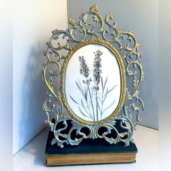 Vintage | Accents | Vintage Ornate Gold Baby Blue Metal Frame By Mann ...
